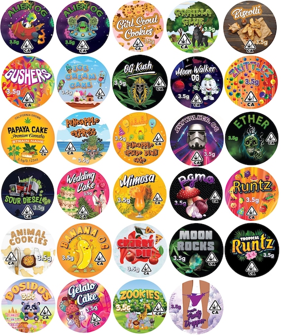 Strain Label Stickers for 3oz Eighth Jars 2 Inch Diameter - Etsy