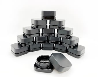 6 Pack 1oz (30ml) Black Frosted Cosmetic Glass Jars With Plastic Cap ...