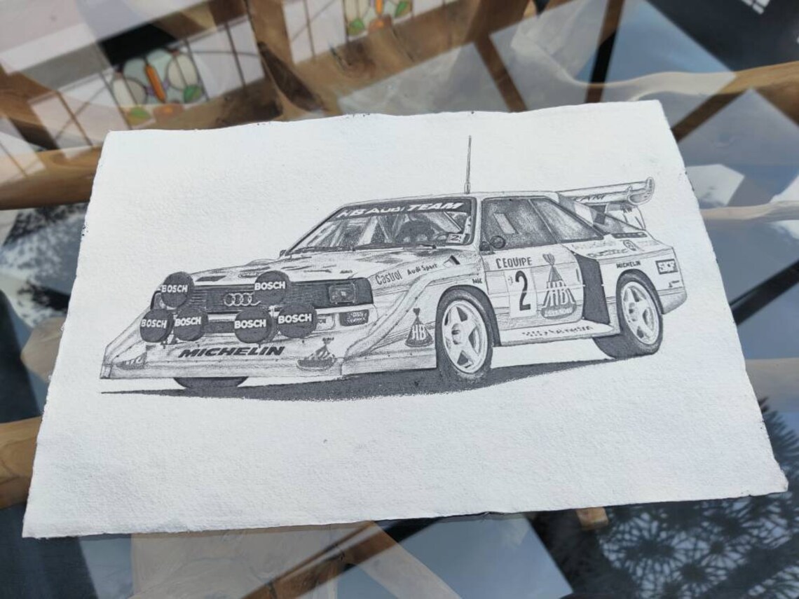 Original Audi Quattro S1 Pencil Drawing on Handmade Paper - Etsy