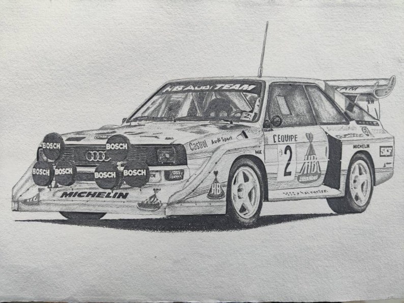 Original Audi Quattro S1 Pencil Drawing on Handmade Paper - Etsy