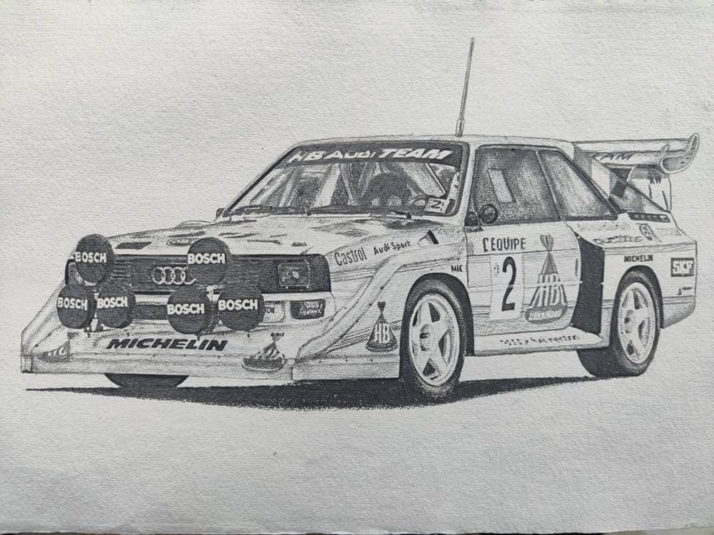 Original Audi Quattro S1 Pencil Drawing on Handmade Paper - Etsy