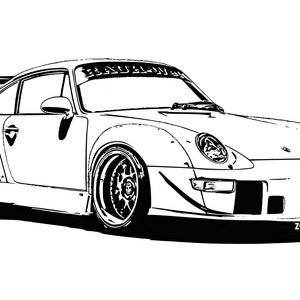 Porsche 911 RWB Line Art Print - Etsy