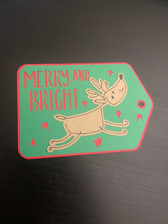 Merry & Bright Gift Tag Christmas Gift Tag Green and Red - Etsy