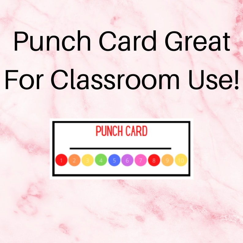 Punch Card for Classroom Use | DIGITAL PRINT DOWNLOAD | 10 Punches ...