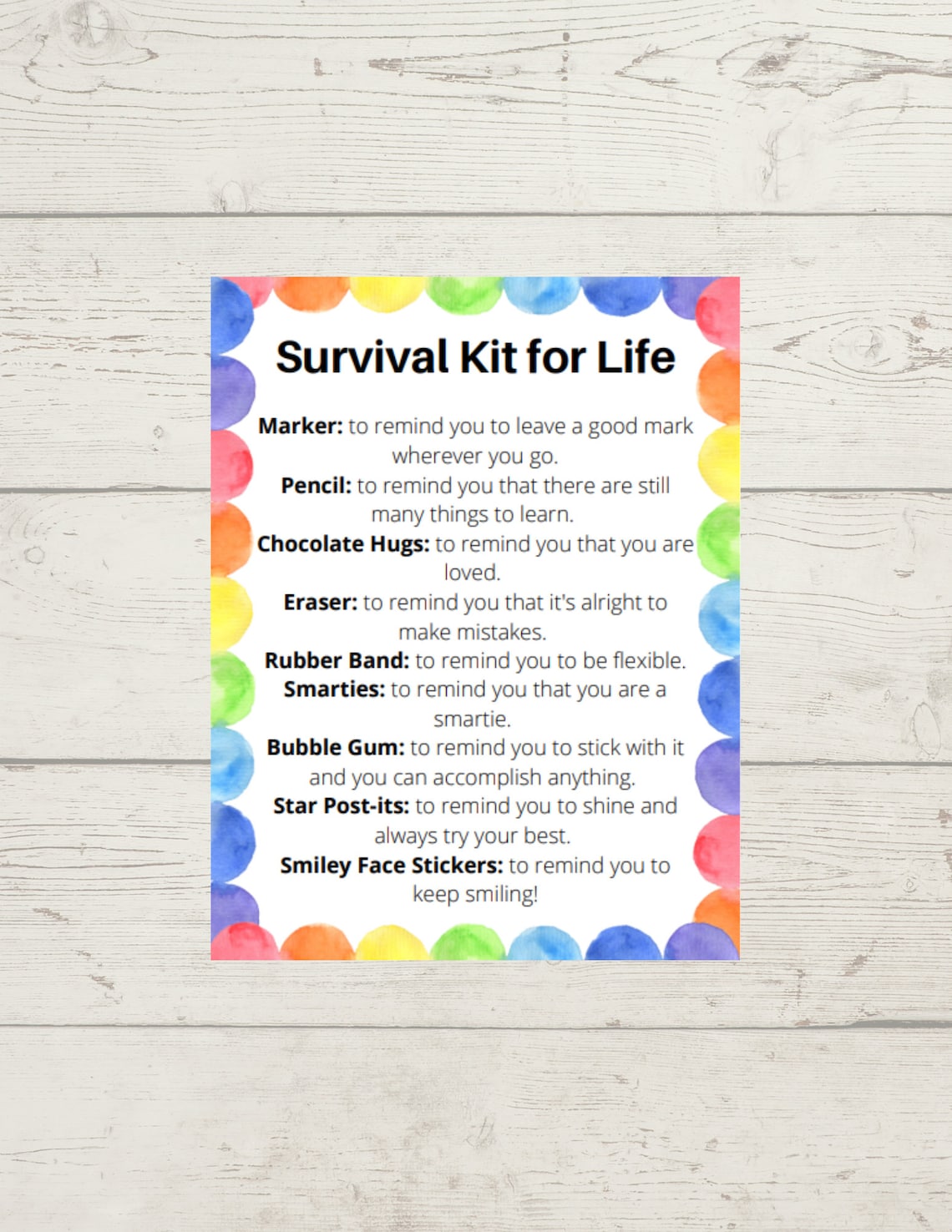 End of the Year Student Gift - Survival Kit for Life - Etsy
