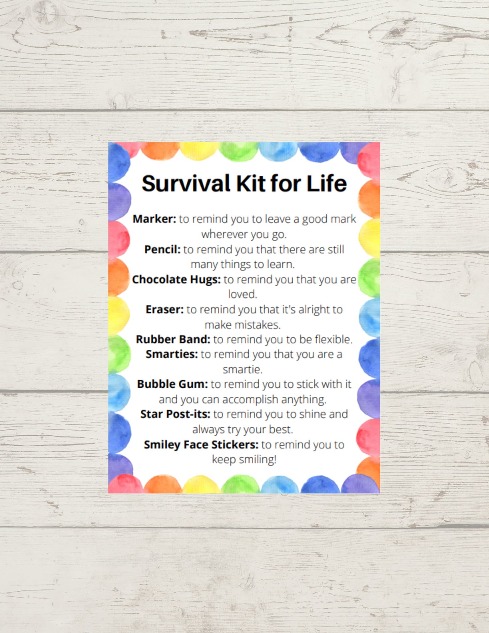 End of the Year Student Gift - Survival Kit for Life - Etsy