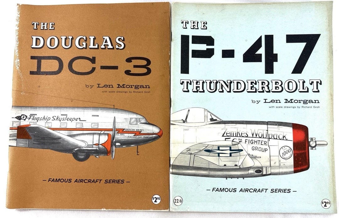 Famous Aircraft Series Len Morgan Lot 2 Books DC-3 & P-47 Thunderbolt ...
