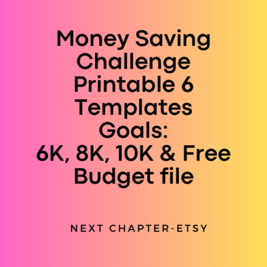 Money Saving Challenge Printable (6K, 8k, 10K) | 6 Templates | Savings ...