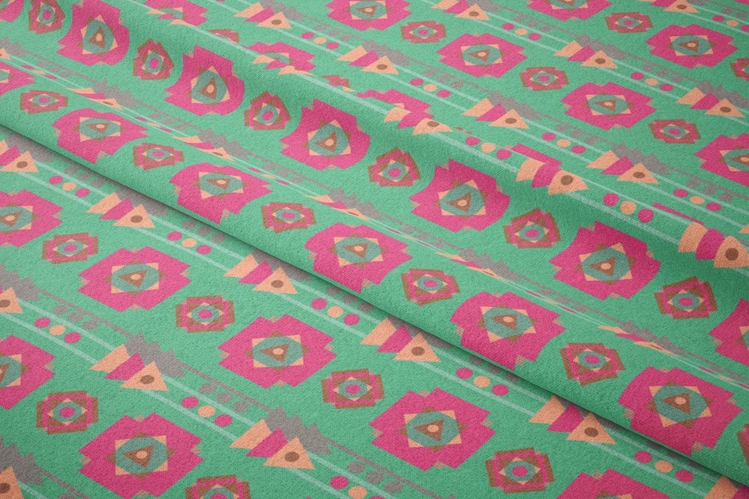 Fuchsia Ethnic Pattern Upholstery Print Fabric, Geometric Home Decor ...