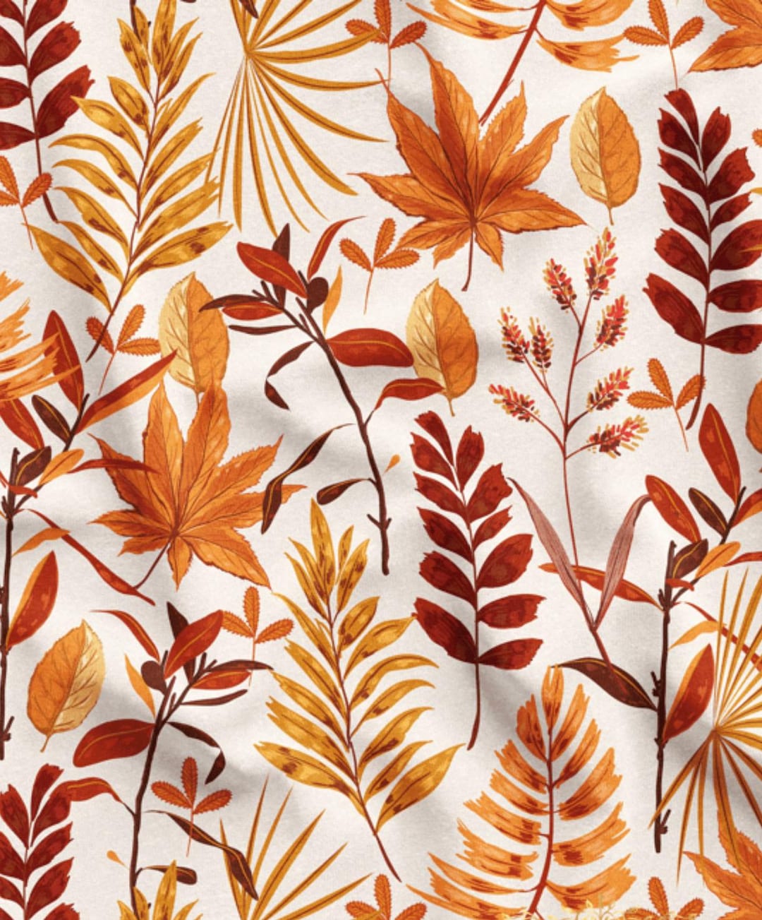 Autumn Leaves Pattern Upholstery Print Fabric, Floral Home Decor Fabric ...