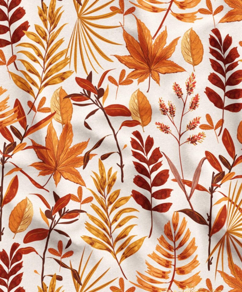 Autumn Leaves Upholstery Fabric: Floral Home Decor Print Fabric by the ...