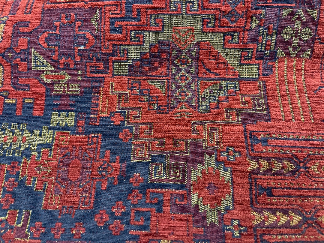 Orange Ethnic Upholstery Chenille Tapestry Fabric by the Yards, Boho ...