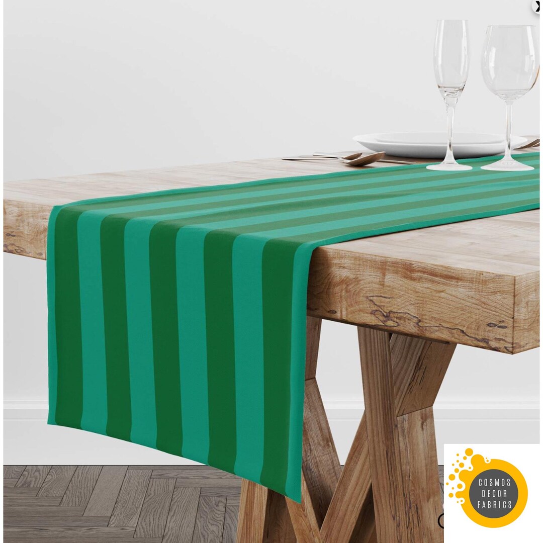 Green Striped Table Runner: Art Home Decor (17,5''x 55'') - Etsy