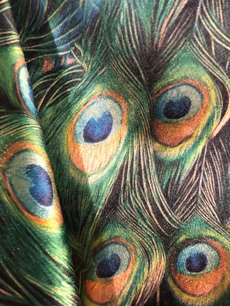 Peacock Feathers Velvet Fabric: Elegant Upholstery Material Fabric by ...