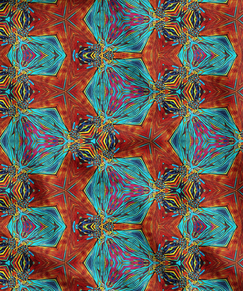 Fractal Geometric Upholstery Fabric: Colorful Velvet Home Decor Print ...