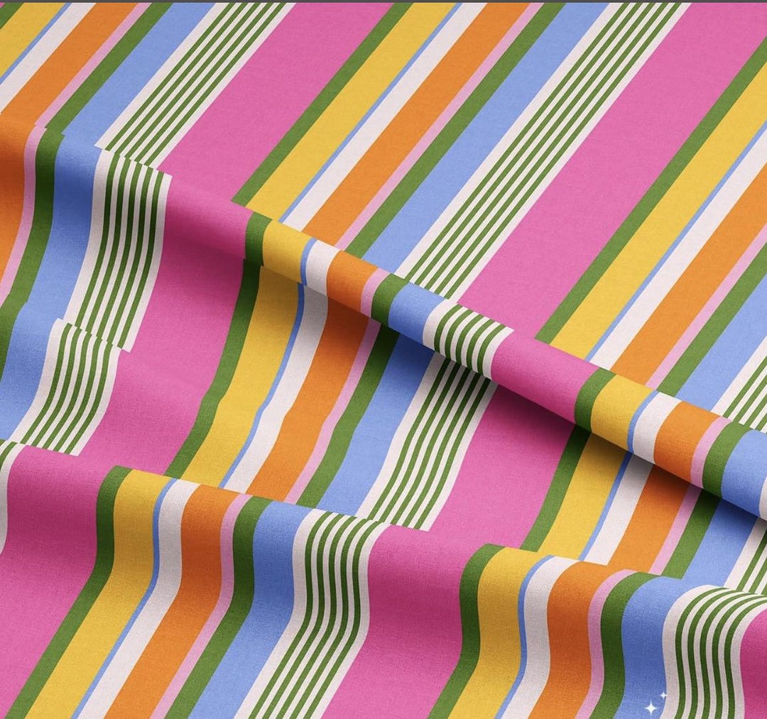 Colorful Stripe Upholstery Fabric – Bold Rainbow Stripe Pattern, Modern ...
