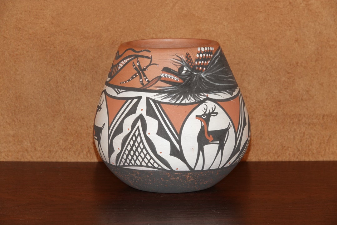 Zuni Pueblo Pot by Darla Westika, Zuni Deer and Avanyu / Water Serpent ...