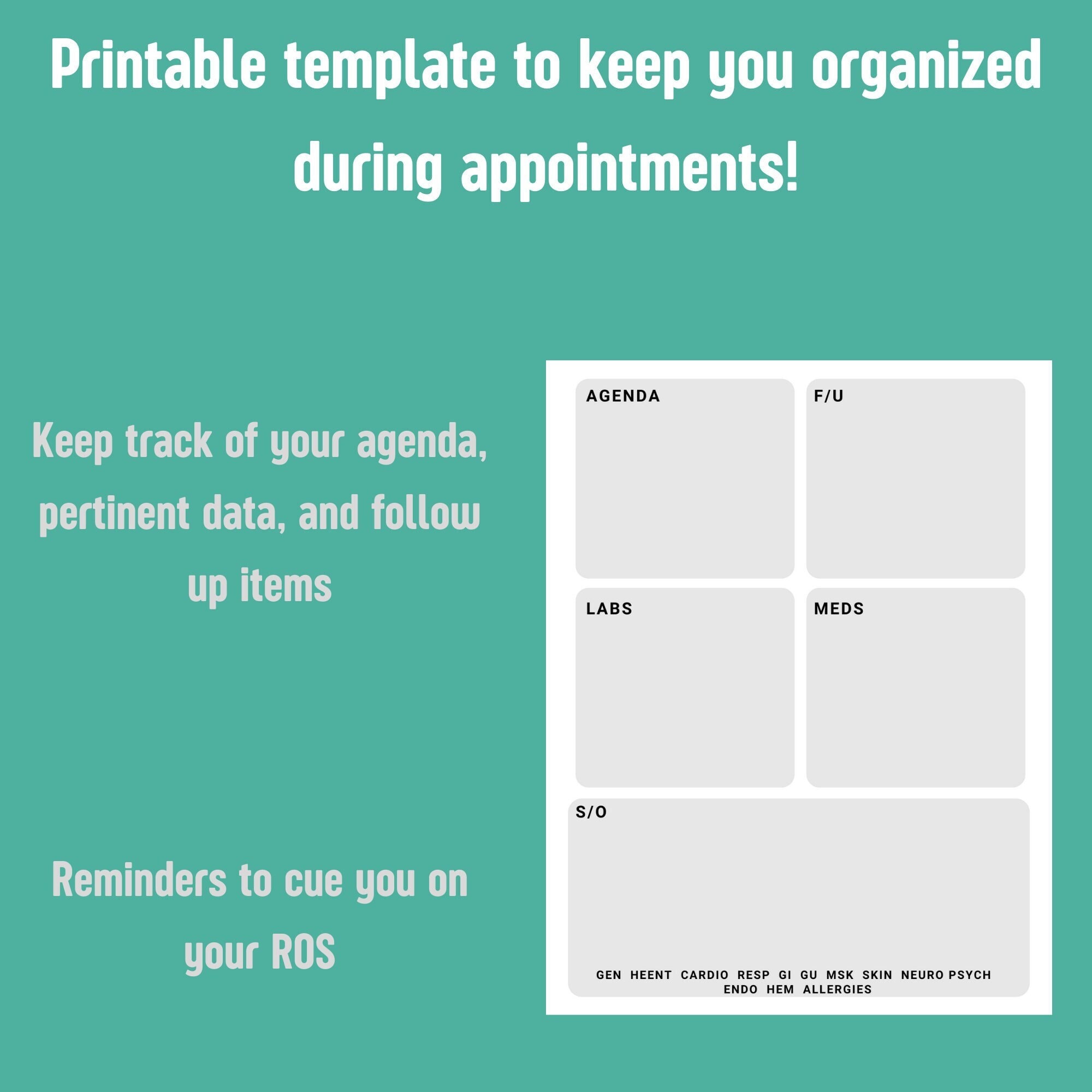 NP/PA Appointment Organizer Template Printable (v1 Grey) [primary Care ...