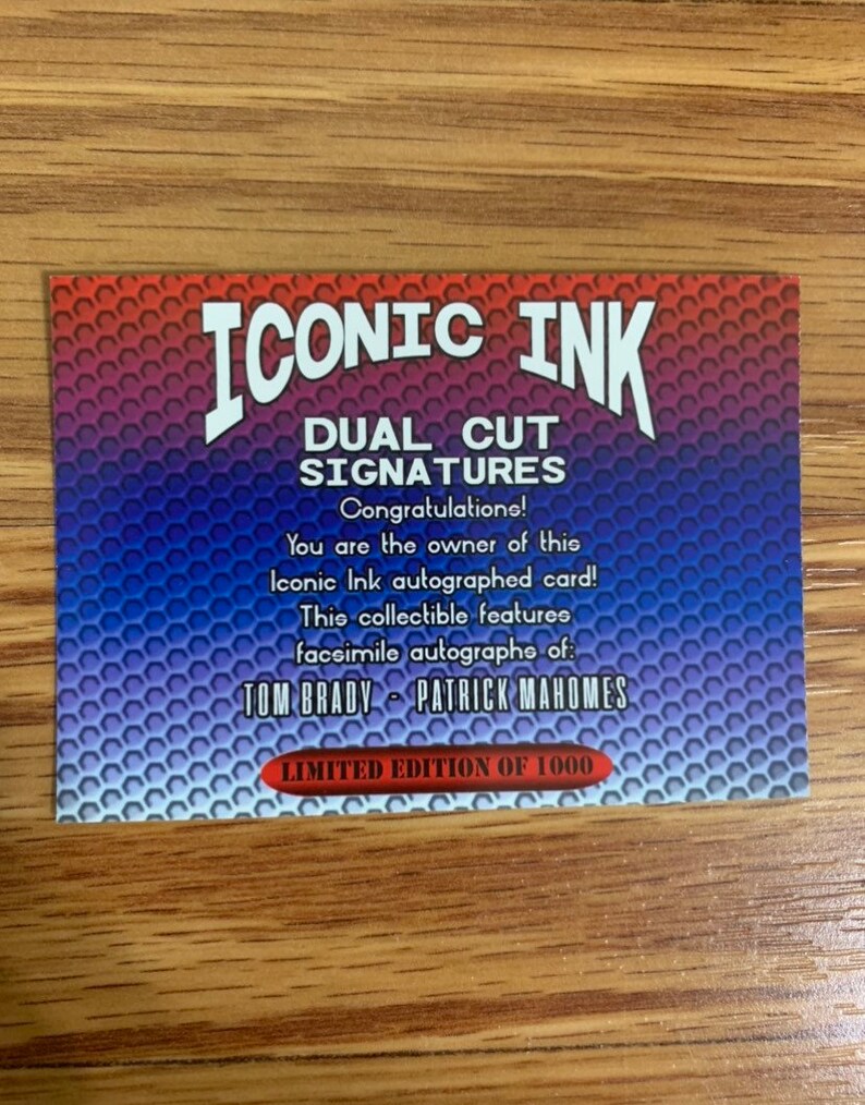 Patrick Mahomes Tom Brady Iconic Ink Facsimile Auto Patriots Chiefs - Etsy