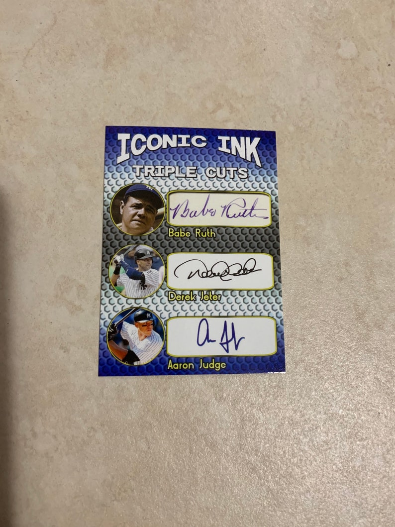 Babe Ruth Aaron Judge Derek Jeter Iconic Ink Yankees Facsimile Auto - Etsy