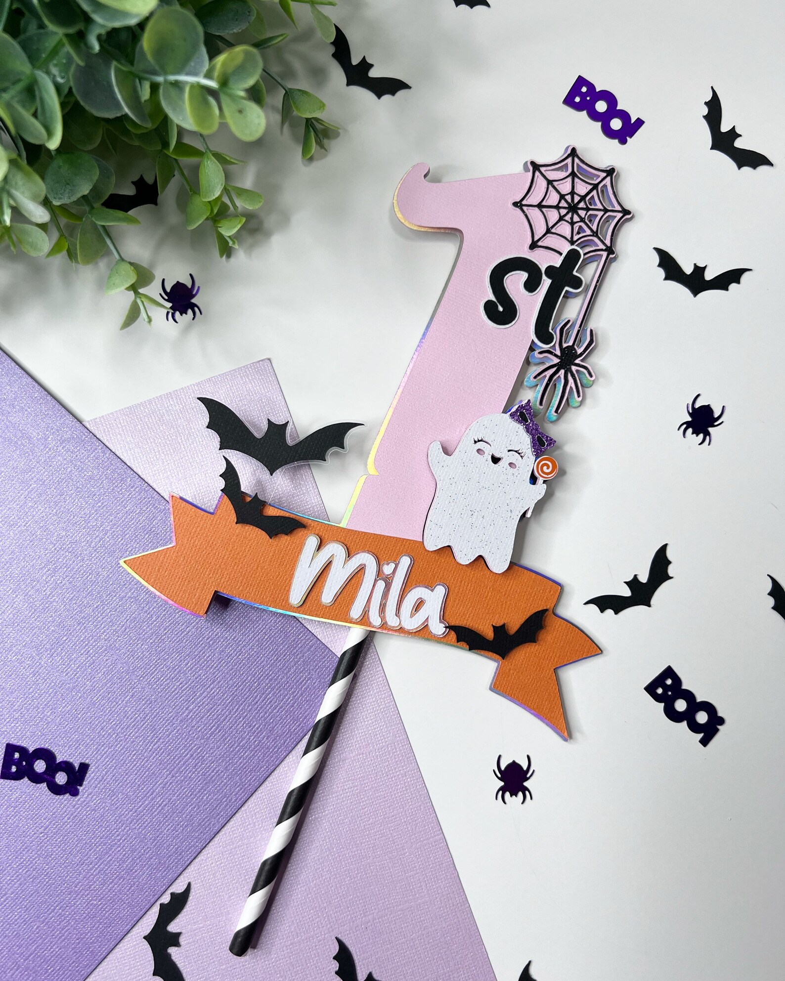Halloween Cake Topper, Ghost Birthday Theme, Halloween Birthday Party ...