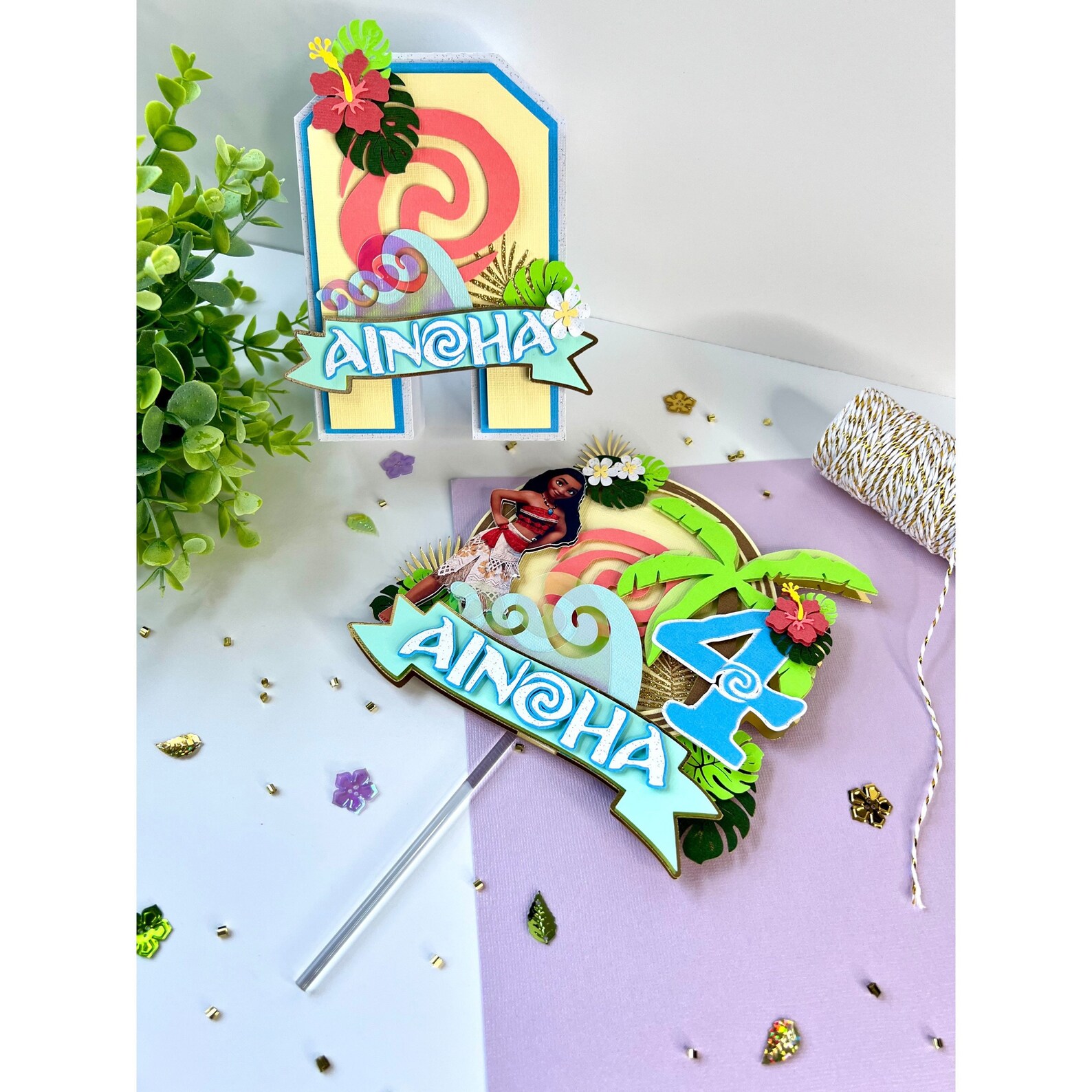 Moana Cake Topper Moana 3D Letter Moana Set Moana Birthday - Etsy