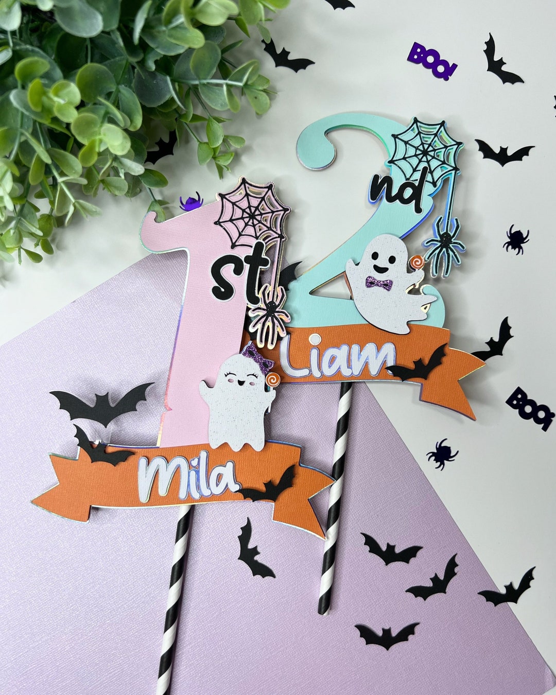 Halloween Cake Topper, Ghost Birthday Theme, Halloween Birthday Party ...