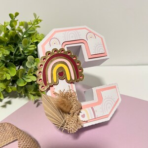 Boho Rainbow 3D Letter, Boho Rainbow Birthday Party, Boho Rainbow Party ...