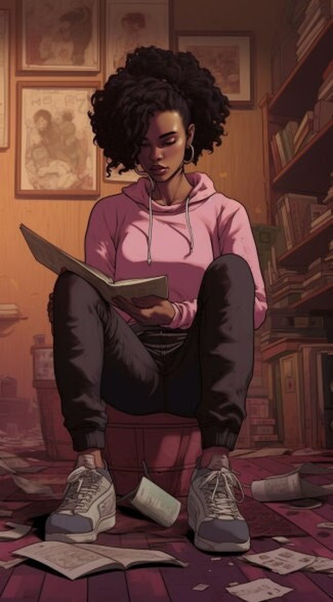 Black Girl Reading Book Clipart - 15 PNG Bookworm Black Girl Book ...