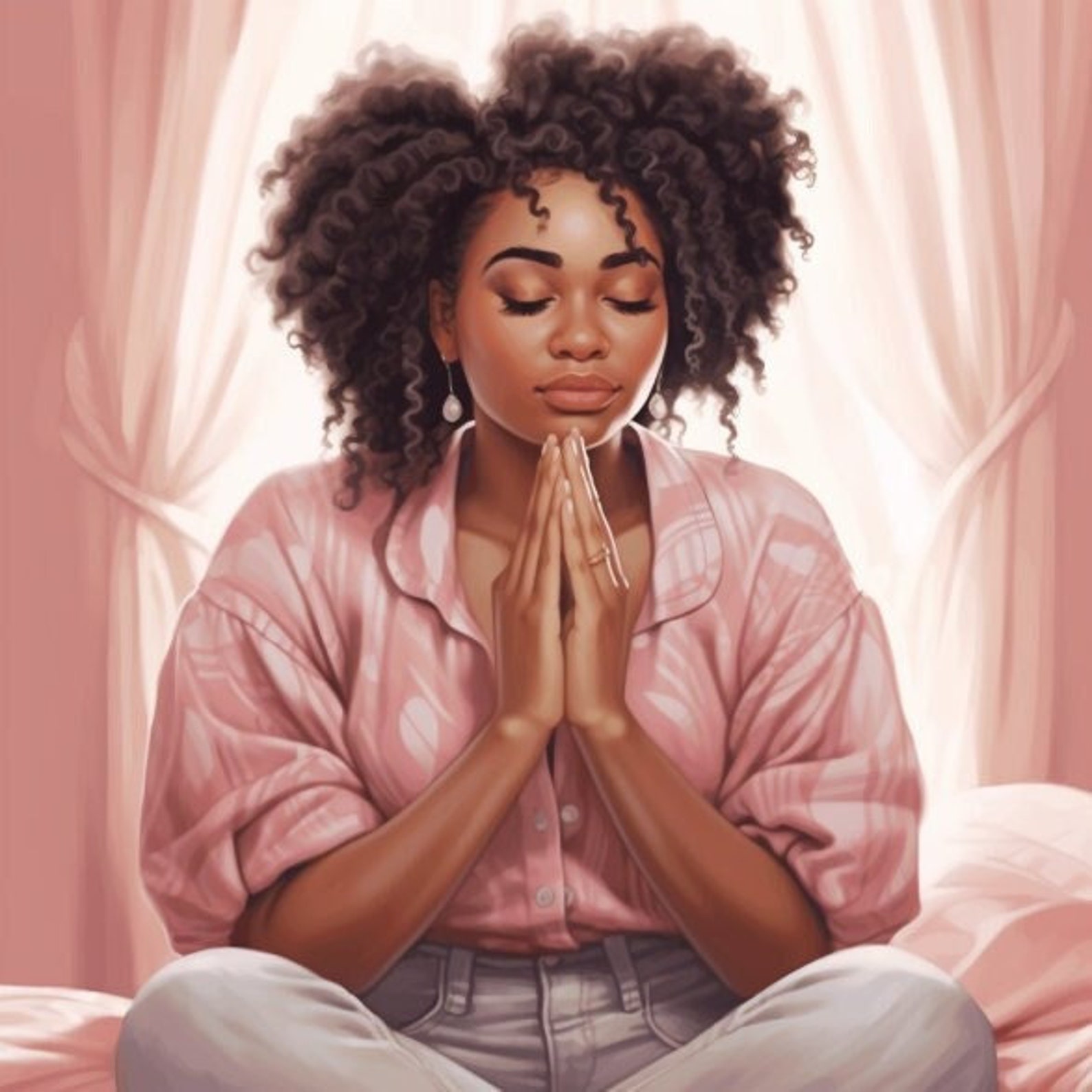 Black Woman Prayer Hands (20) Clipart, African American Clipart PNG, Divine Feminine Woman ...