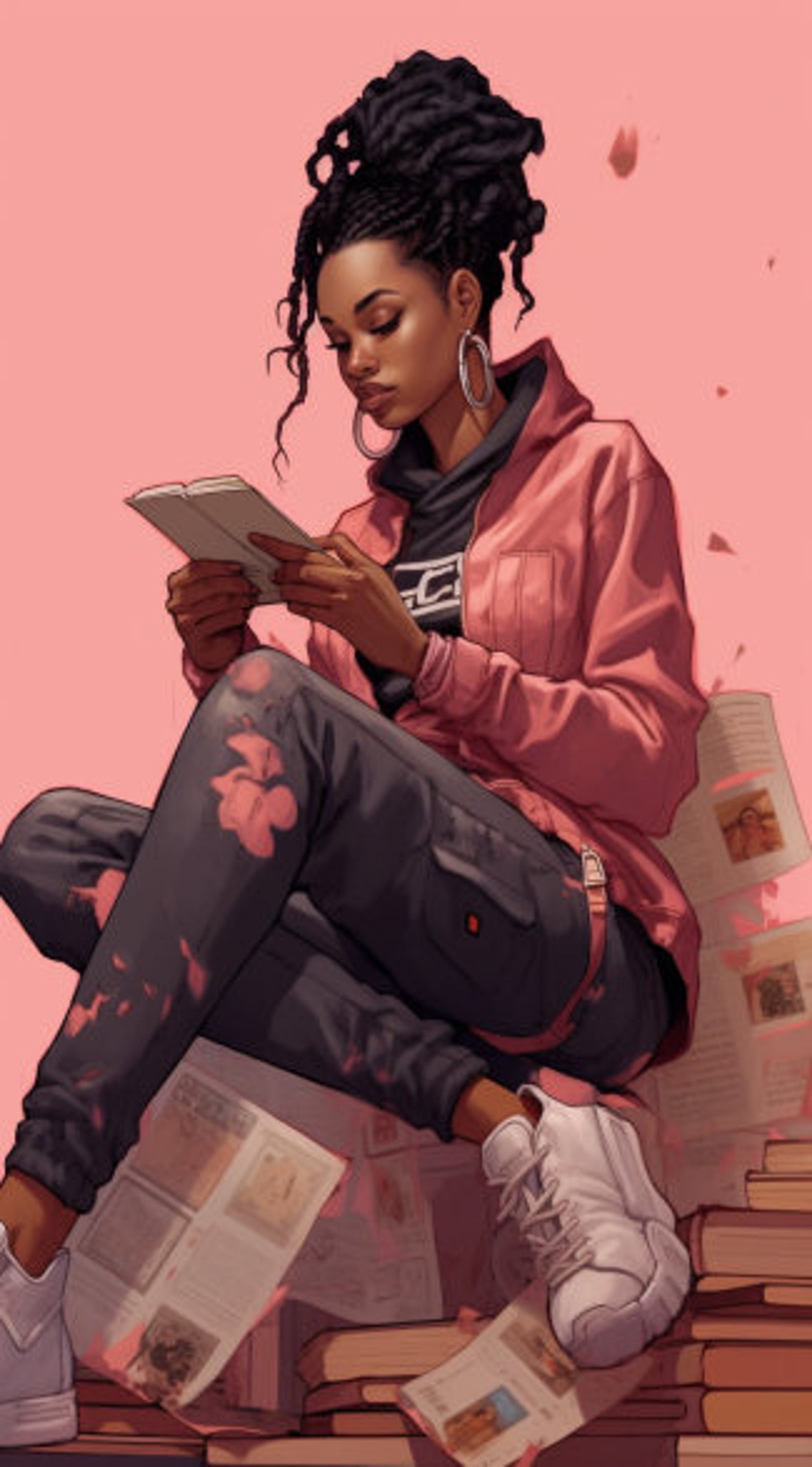 Black Girl Reading Book Clipart - 15 PNG Bookworm Black Girl Book ...