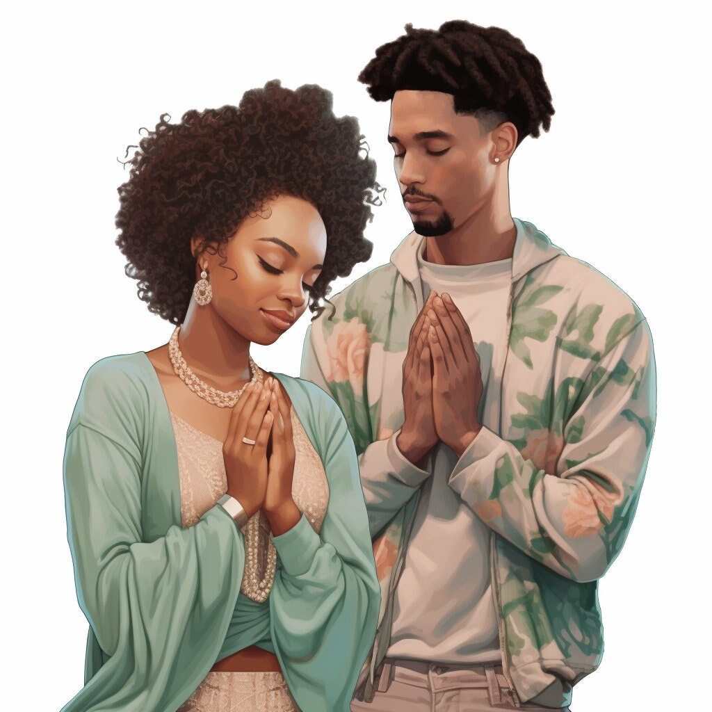 Black Couple Praying Hands (8) Clipart, African American Clipart PNG ...