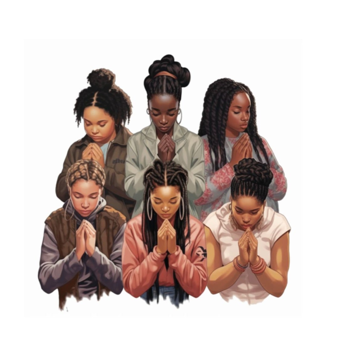 Black Woman Prayer Hands 40 Clipart, African American Clipart PNG ...