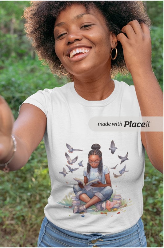 Watercolour Black Girl Reading Clipart, Girl Studying Clipart, Book ...