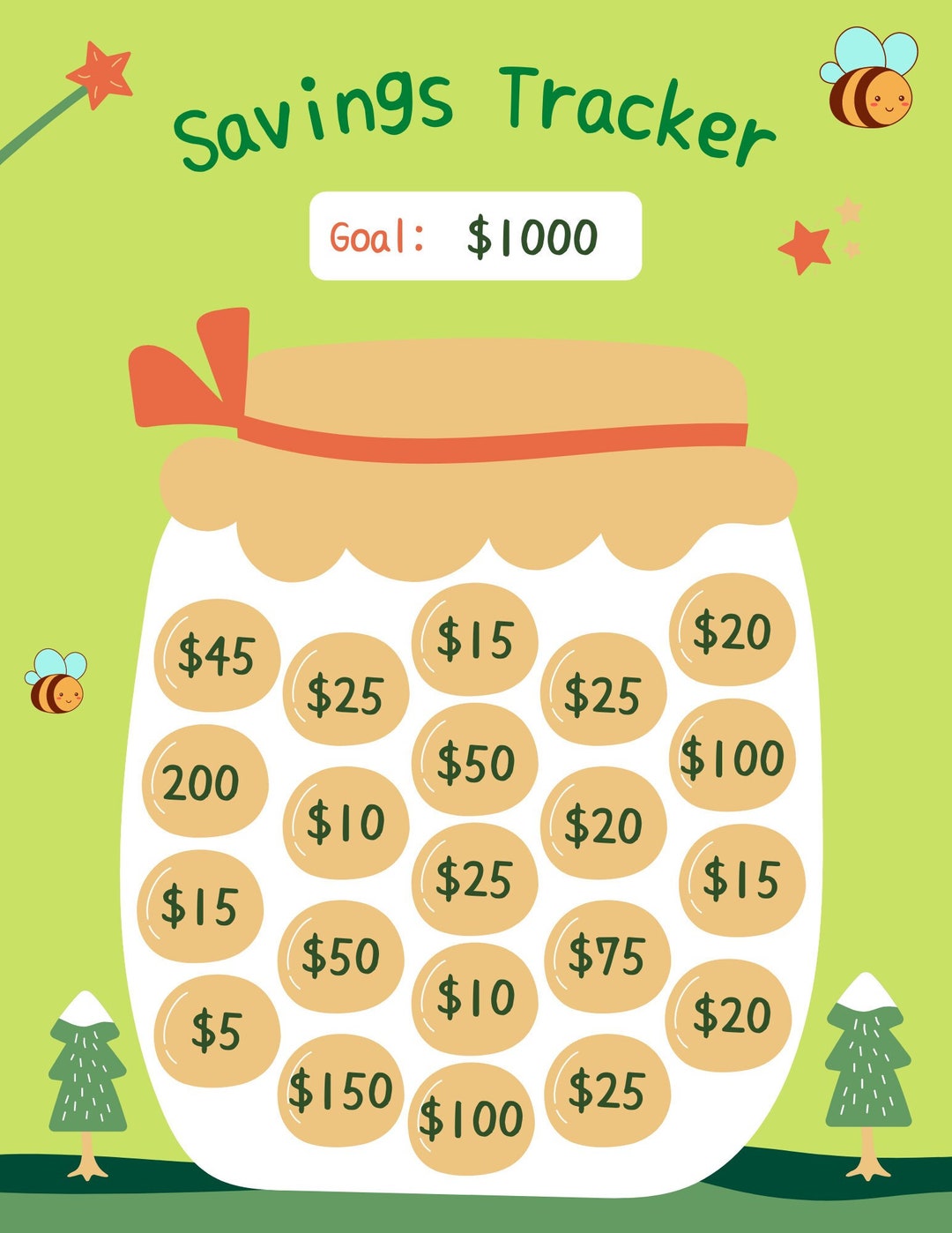 1,000 Savings Challenge | Starter Saving Tracker | Printable Progress ...