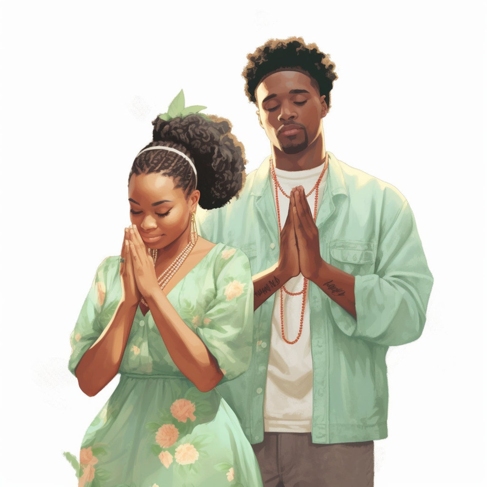 Black Couple Praying Hands (8) Clipart, African American Clipart PNG ...