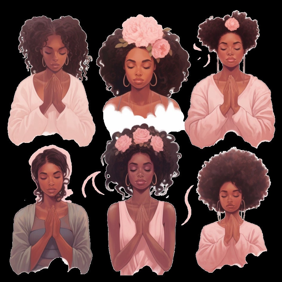 Black Woman Prayer Hands 8 Clipart African American Clipart - Etsy