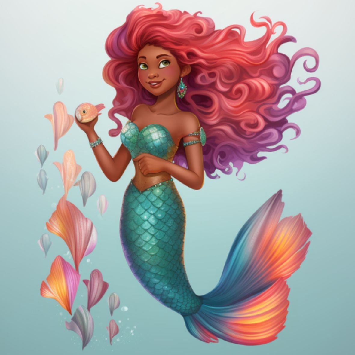 Cute African American Mermaids Clip Art Mermaid Clipart - Etsy