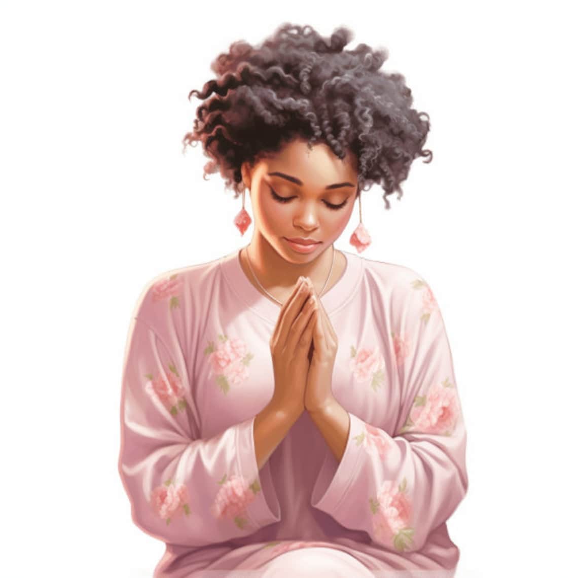 Black Woman Prayer Hands (20) Clipart, African American Clipart PNG, Divine Feminine Woman ...