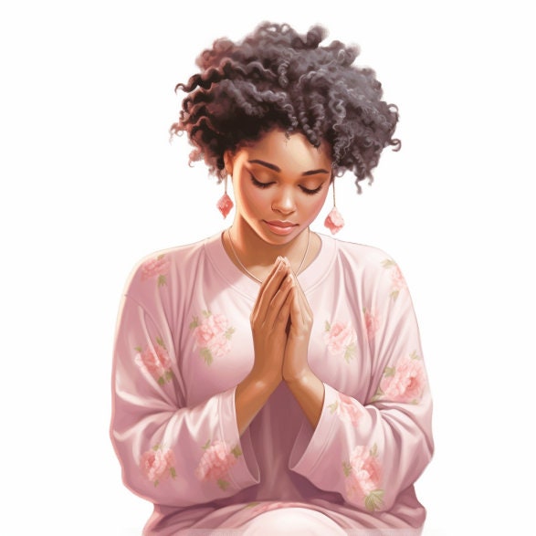 Black Woman Prayer Hands (20) Clipart, African American Clipart PNG, Divine Feminine Woman ...