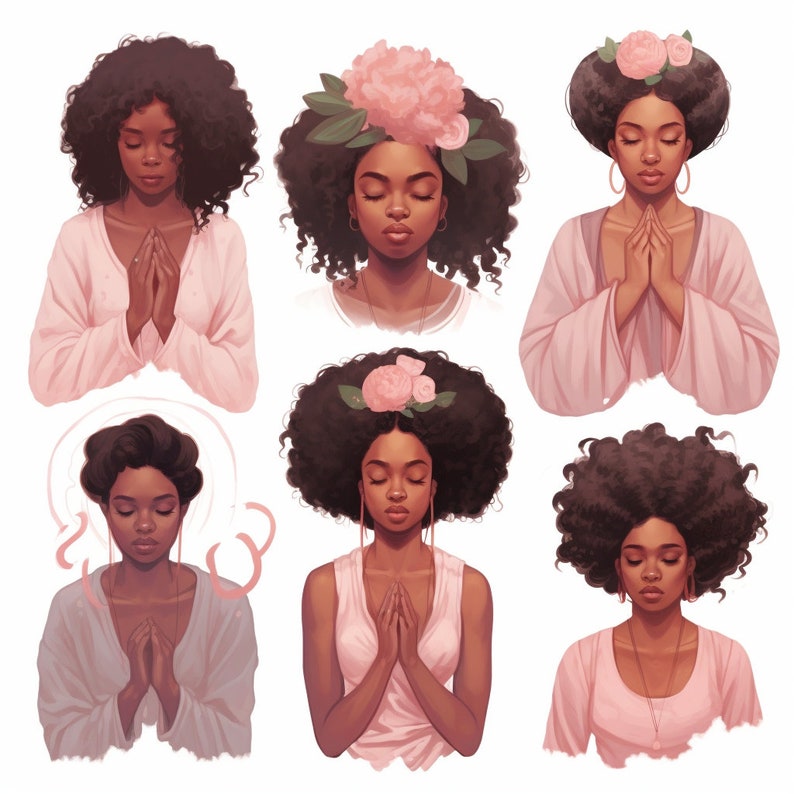 Black Woman Prayer Hands 8 Clipart African American Clipart - Etsy