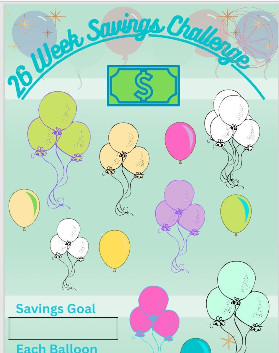 26 Week Savings Challenge Tracker Printable| Money Challenge| PDF ...
