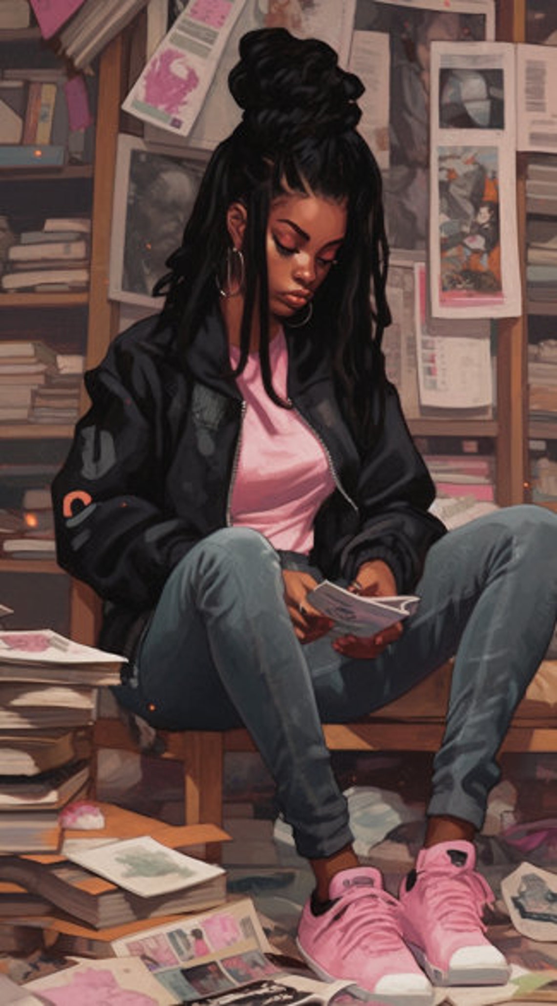 Black Girl Reading Book Clipart 15 PNG Bookworm Black Girl Book ...