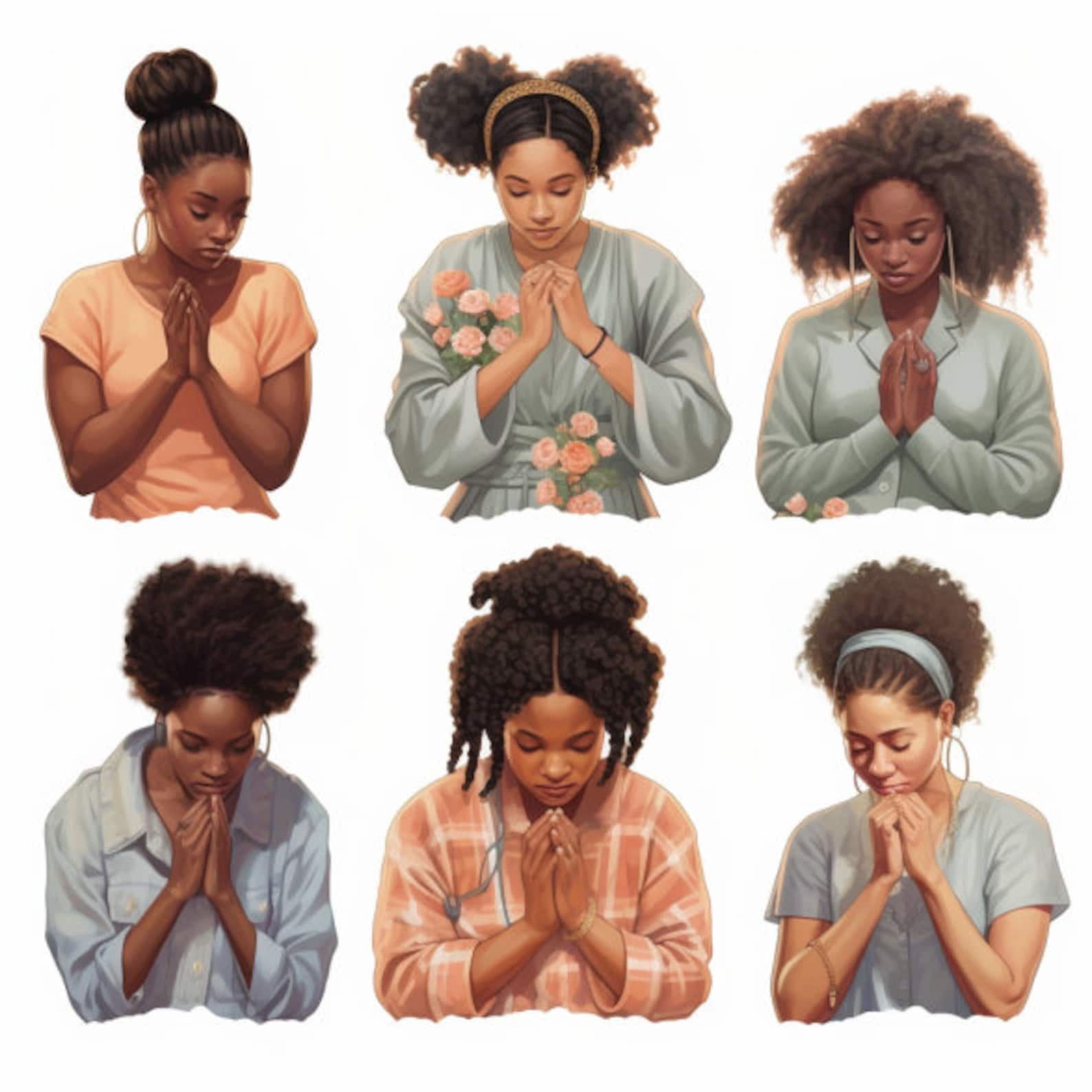 Black Woman Prayer Hands (20) Clipart, African American Clipart PNG ...