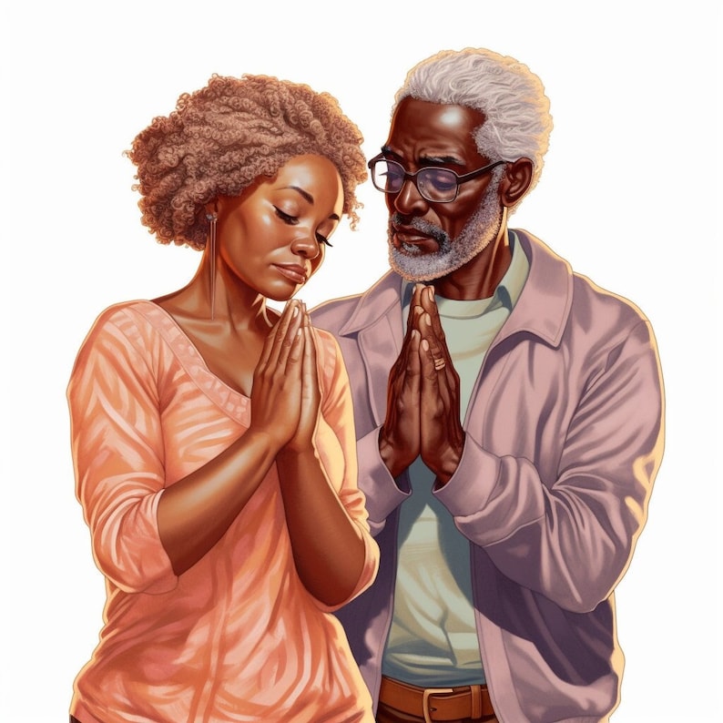 Black Couple Praying Hands (8) Clipart, African American Clipart PNG ...
