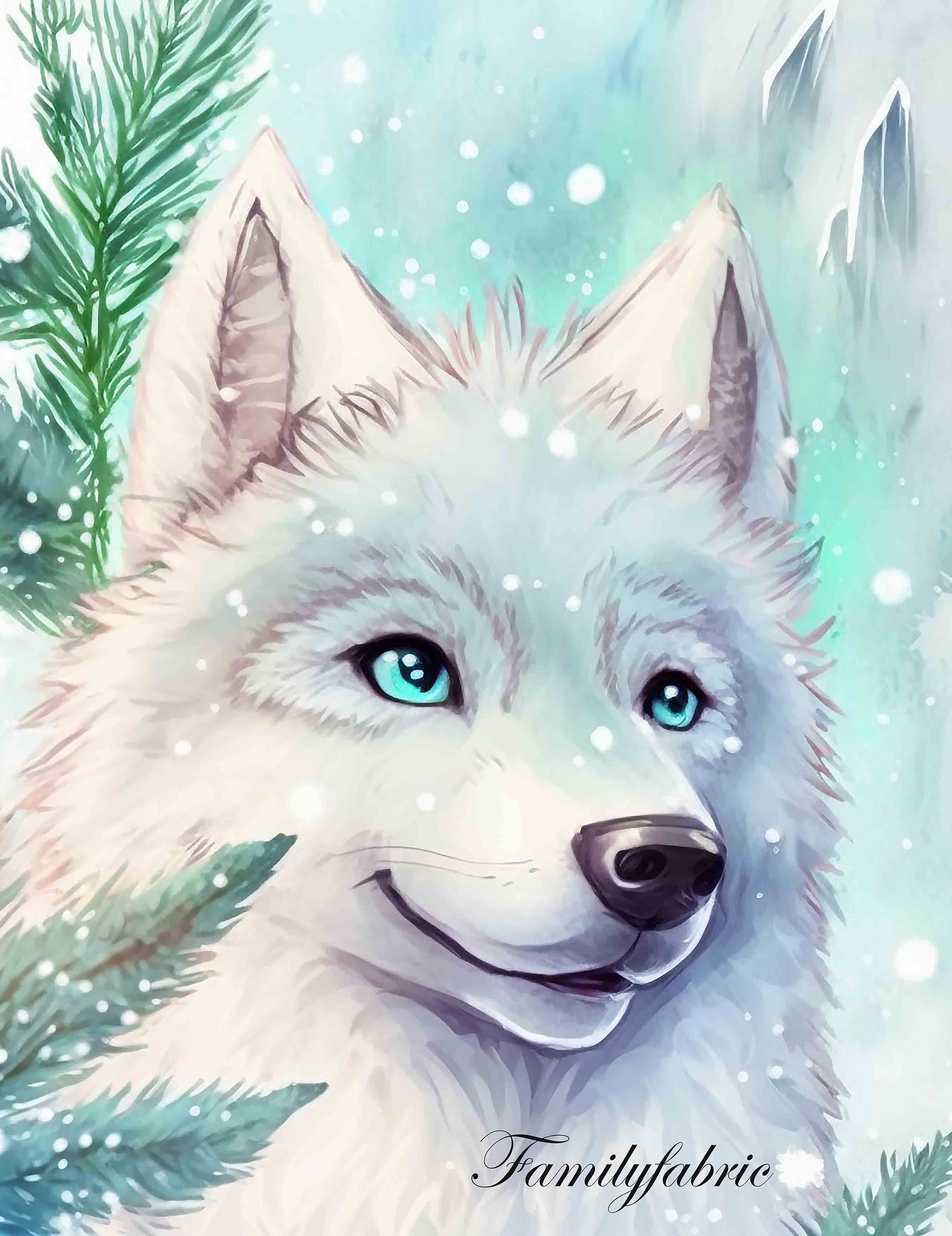 Blue Eyed White Wolf Drawing