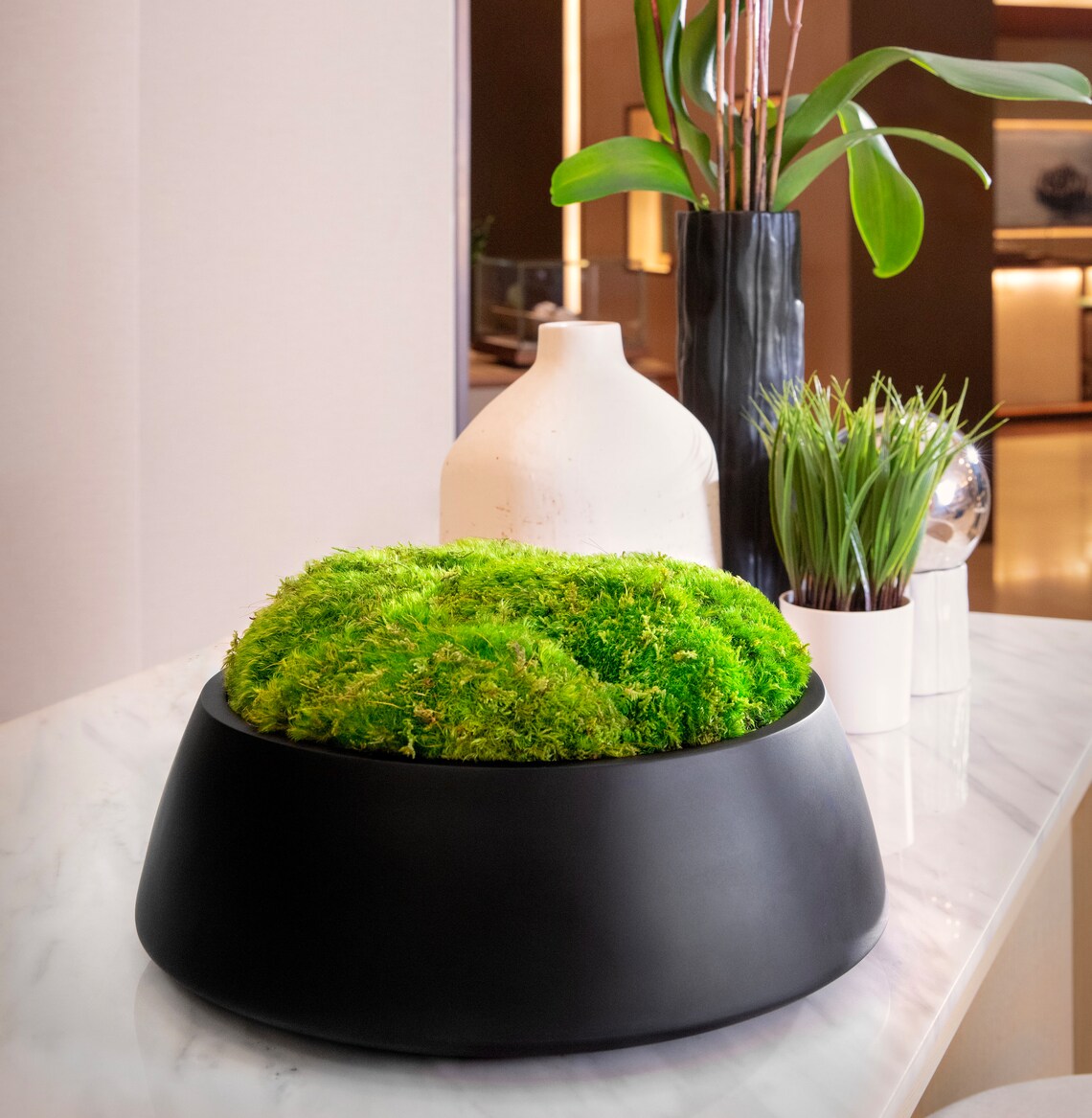 Large Moss Bowl - Modern Centerpiece - Preserved Moss Centerpiece ...