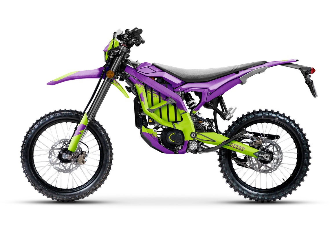 Surron Ultra Bee Graphics - Suronics PURPLE GREEN Graphics Kit Decal ...