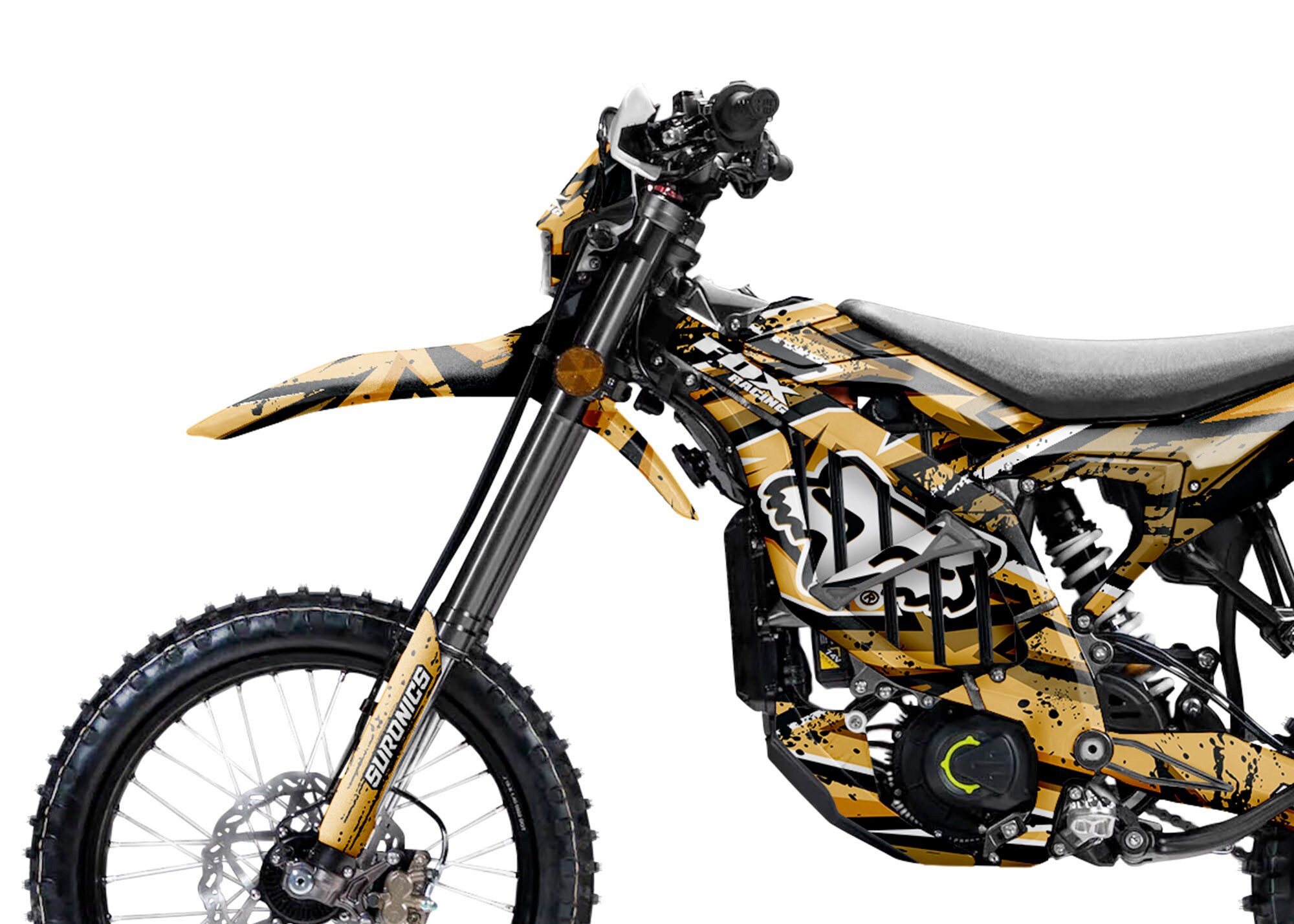 Surron Ultra Bee Graphics - Suronics FOX Black Gold White Green ...