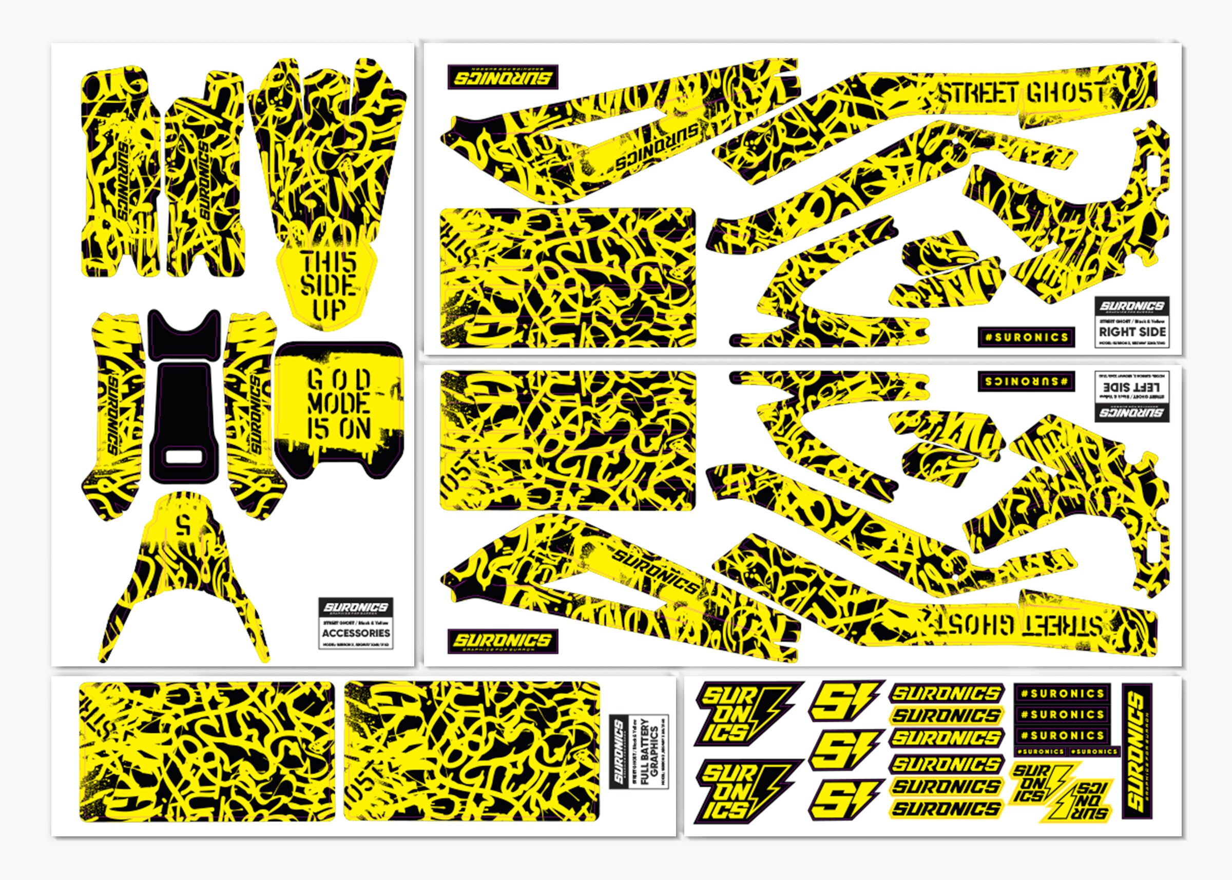 Sur-ron Lightbee X Graphics Kit - STREET GHOST YELLOW Graphics Kit for ...